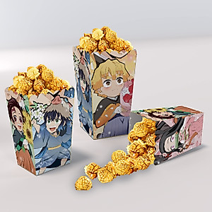 ADUGEM 12PCS Demon Party Popcorn Boxes,Demon Party Supplies,Favor Bags for Boys Girls Birthday Party Decorations