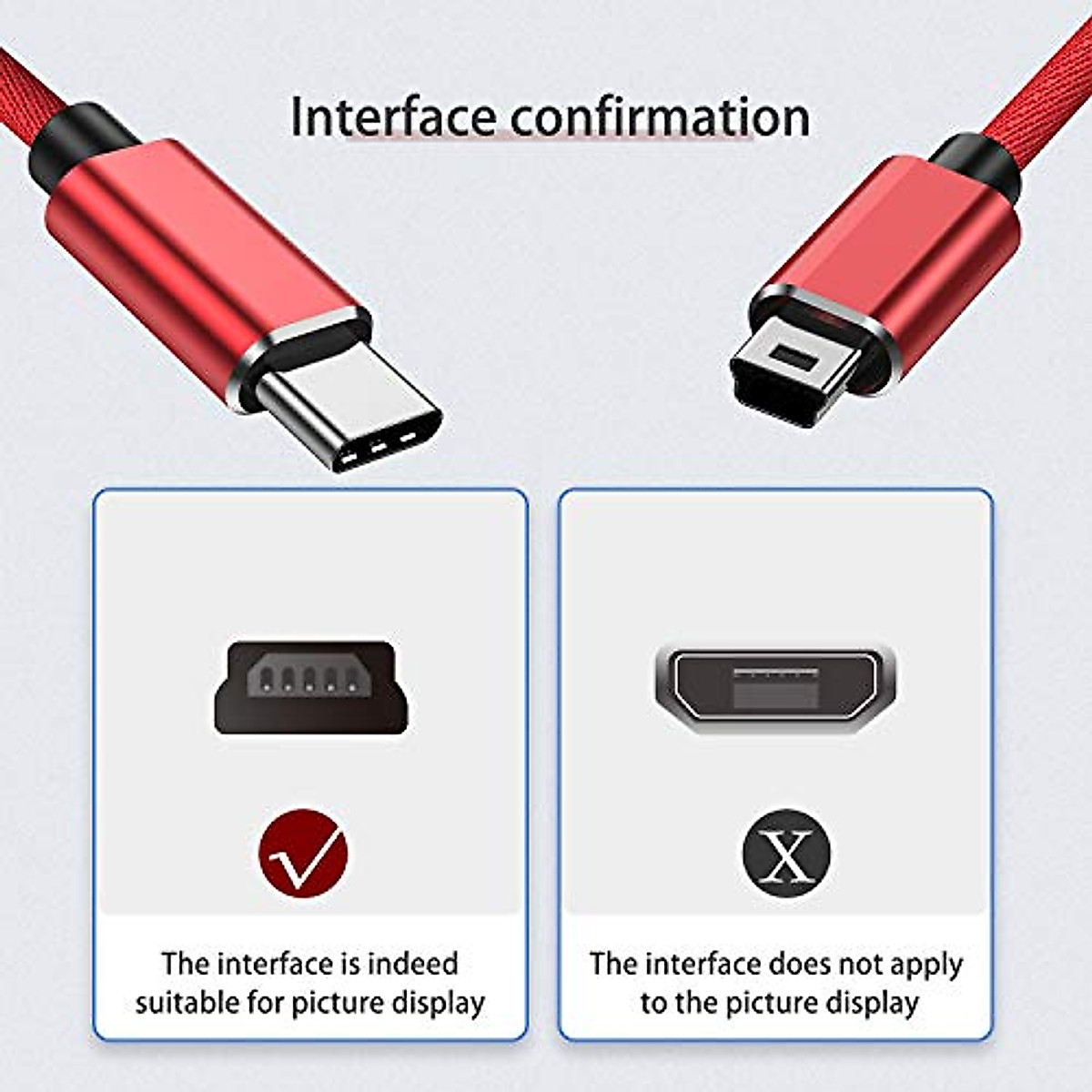 Mini USB to Type C Cable, Ancable 3-Feet USB Type C to Mini 5-Pin Cable Charging Cord Support Sync Data for Compatible with Digital Camera, MP3 Player, GPS Receiver and More Mini B Devices - Red