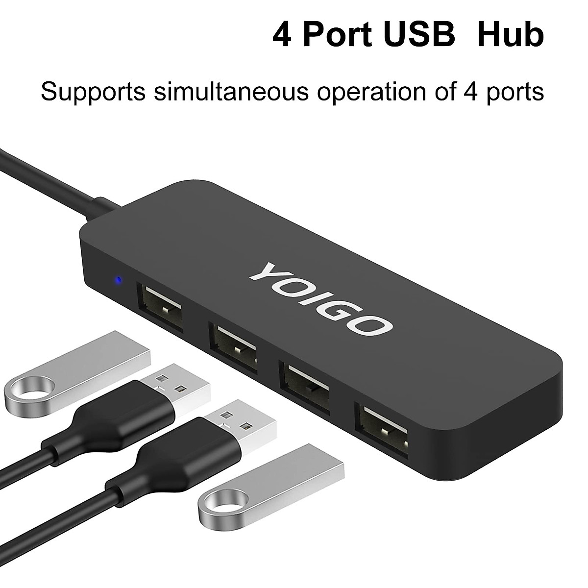 YOIGO USB hub,4 Port 2.0 USB Splitter Expander,USB hub for Laptop,MacBook,Surface Pro,PC, Flash Drive,Mobile HDD
