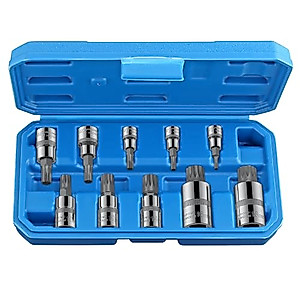 VORXEON 10 Pcs Triple Square Spline Bit Socket Set M4 - M18, S2 Alloy Steel and CR-V XZN Sockets with Storage Case, 1/4” 3/8” 1/2” Drive
