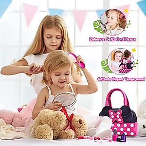 Kaodezhu Pretend Play Purse for Little Girls-Toddler Purse Set Pretend Play Makeup Toys for 3 4 5 6 Year Old Kids,Toddler Purse with Accessories,Toy Purse Perfect for Girls Birthday Gifts (MNLSBB 2A)