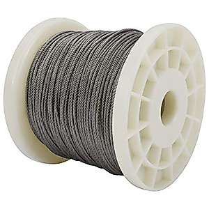 DasMarine Wire Rope Kit with 1/16inch X 328FT Length 7x7 Strand Core Stainless Steel Wire Cable,50pcs Stainless Steel Thimble and 50pcs Aluminum Crimping Sleeves for Indoor and Outdoor,Patio,Garden