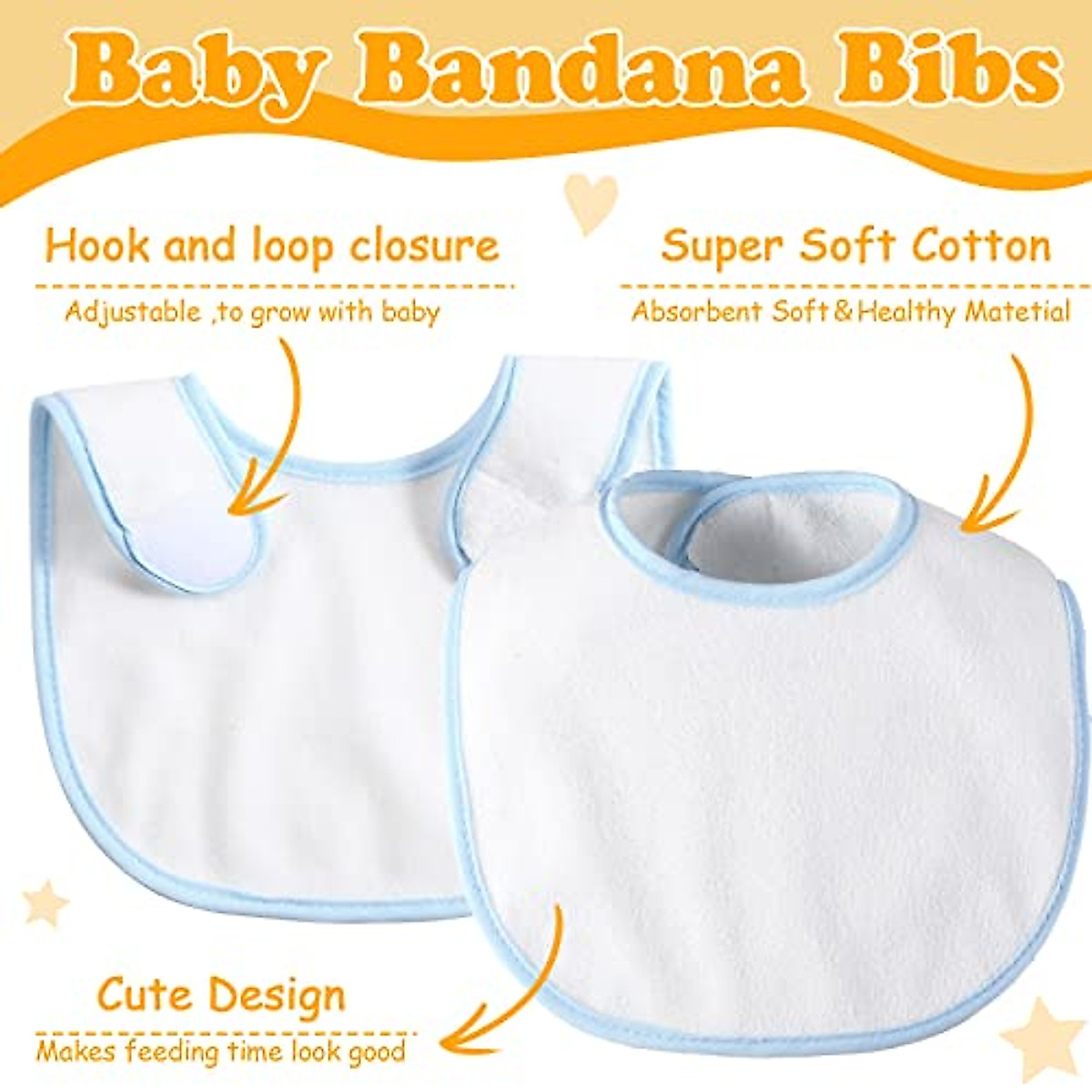 36 Pack Unisex Baby Cotton Bibs Baby Terry Bibs bulk Adjustable Baby Terry Cotton Drool Bibs Multicolor Infant Toddler Newborns Bandana Drool Bibs Set for Boys Girls Teething Drooling Feeding Eating