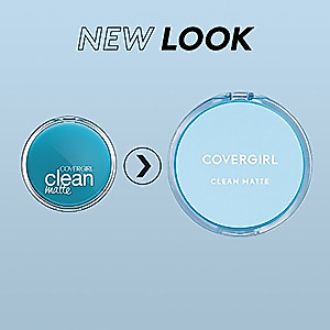 COVERGIRL Clean Matte Pressed Powder, Oil Control Powder, 1 container, .35 Fl Oz, Face Powder, Oil Free Loose Powder, Matte Finish, Lightweight, Shine Free Formula, Leaves Skin Smooth and Clean