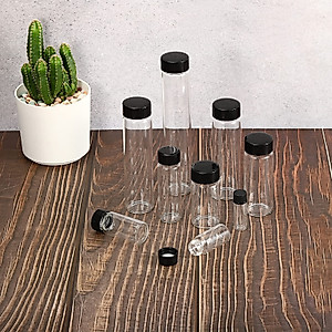 PATIKIL 50mL Reagent Media Bottle, 12 Pack Round Glass Storage Bottles Plastic Screw Cap for Lab Home, Clear