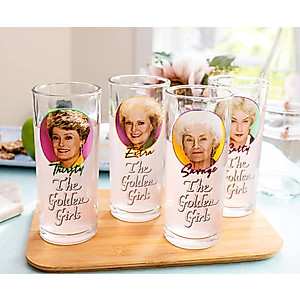 Silver Buffalo The Golden Girls Frames Logo 10-Ounce Tumbler Glasses | Set of 4