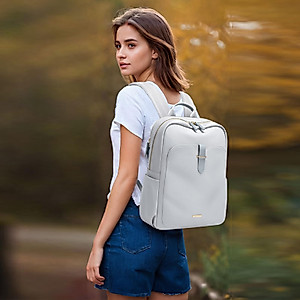 GOLF SUPAGS Laptop Backpack Purse for Women Fits 14 Inch Notebook Casual Daypack Work Travel College Bookbag Fashion Computer Bag (Pale Grey, 14 Inch)