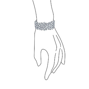 Bling Jewelry Elegant Formal AAA CZ Wide Statement Bracelet for Women, Prom, Wedding or Bridal Occasions Multi Row Big Oval Cubic Zirconia Cluster Design Silver Plated