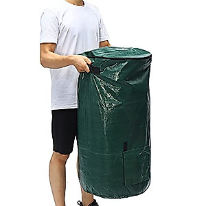 Composting Bag，Reusable Leaf Lawn Bags，Collapsible Yard Waste Bags Compost Bins with Lid for Kitchen, 15 Gallon/34 Gallon Multifunction Gardening Container，Come with Gloves ( Size : 15 Gallon )