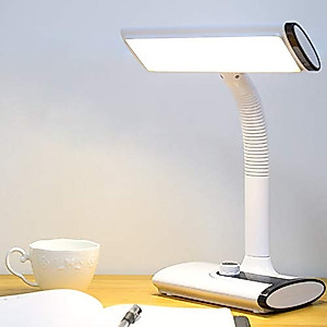 XIAOQIU Eye-Caring Rechargeable LED Desk Lamp 1800 MA Eye Protection Rotating Button 3 Gears Toning Light Table Lamp for Students to Learn and Read Office lamp (Color : White)