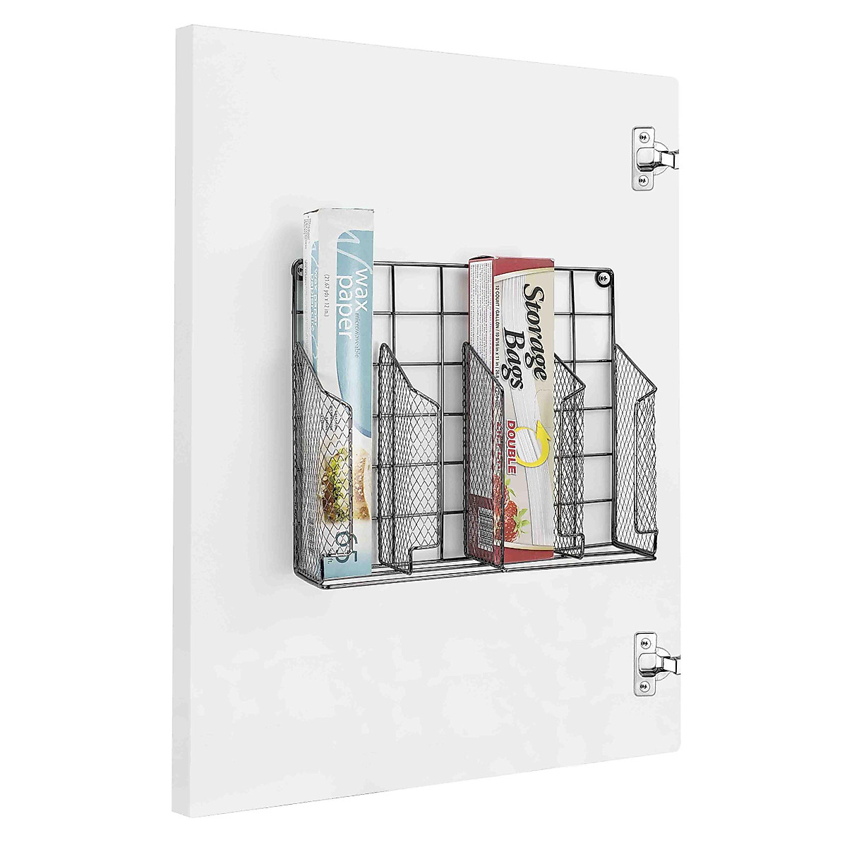 Home Basics Stainless Steel Rust Resistant Wrap Organizer, Perfect for Food Storage Bags, Silver Foil, Wax Paper, Sandwich Bags, Plastic Wrap- Mounts to Cabinet Door or Wall. Onyx/Black Finish