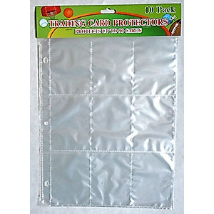 Trading Card Protector Sheets 9 Pocket X 200 Plastic Pages Holds 1800 Cards -3 Ring Binder