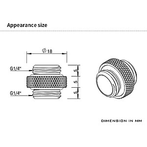 Barrow G1/4" Male to Male Mini Extender Fitting, Black