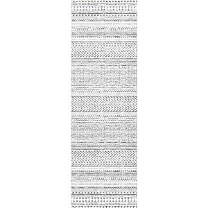 nuLOOM 2' x 12' SpinClean Machine Washable Stain-Resistant Area Rug with Non Slip Backing, Low Profile for Living Room, Bedroom, and Dining Room, Kira Grey