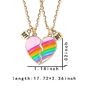 BFF Best Friend Necklace for 2 Girls Bestie Birthday Gifts for Women Friendship Friends Christmas Gift Rainbow Heart Puzzle Matching Necklaces for Best Friends