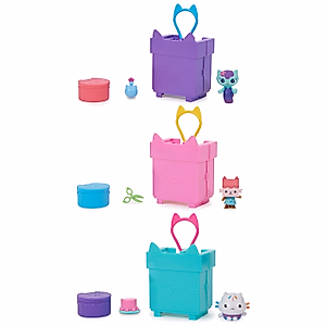 Gabby's Dollhouse, 3 Clip-On Playsets, with Cakey, Baby Box and Mercat Toy Figures and Dollhouse Accessories, Kids Toys for Ages 3 and Up