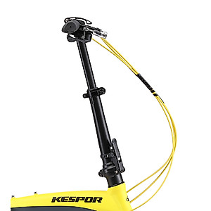 KESPOR Thunderbolt D8 Folding Bike for Adults, 20-inch Wheels, Rear Carry Rack, Shimano 8 Speed Alloy Easy Folding, Disc Brake (Yellow)