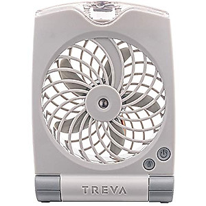 Treva 3-Speed Continuous Mister Fan – 3.5 Inch Personal Misting Fan with Intermittent or Constant Cooling Water Mist Sprayer - USB Rechargeable Battery - Portable for Travel, Camping, Beach, Desk