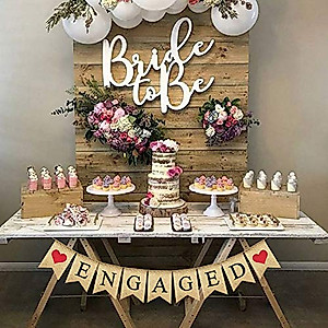 Uniwish Engaged Banner Burlap Bunting Garland Bridal Shower Engagement Party Decorations Rustic Wedding Save the Date Photo Props