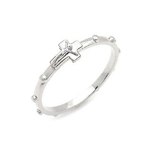 Ben Junot USA Catholic- Unisex Rosary Ring with Crucifix Stainless Steel (12.0)