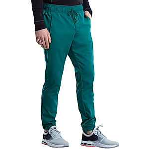 Cherokee Men Scrubs Pant Natural Rise Jogger with Zip Cargo Pocket WW012, XS, Hunter