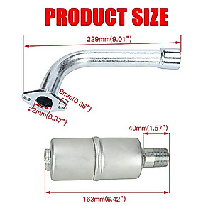 GREHUA Upgrade Header Exhaust Pipe Muffler Kit for Predator 79cc 3.0HP 98cc Coleman Powersport CT100U trail 100 CC100X CK100 SK100 Go Kart Engine Mini Bike Motor Performance Parts