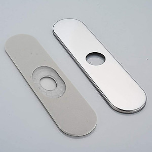 BWE Kitchen/Bathroom Faucet 1 or 3 Hole Chrome Deck Plate, Stainless Steel, Polished, 10 Inch Oversized Base, Vessel Vanity Faucet Cover