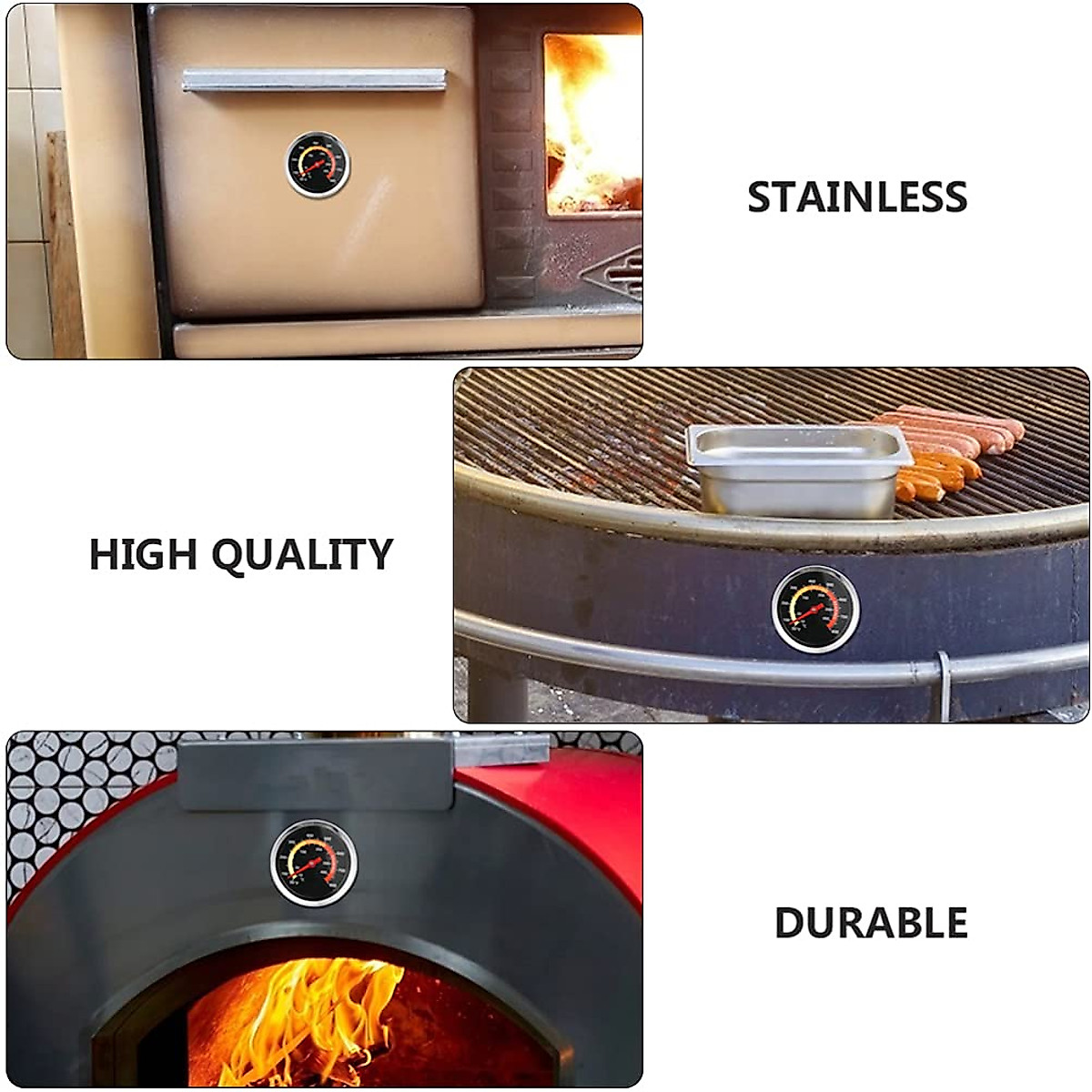 YARDWE Meat Temperature Gauge 2pcs Thermometer Temperature Gauge Temperature Meter Temperature Indicator Household Barbecue Tool Stainless Steel Oven Temperature Monitor