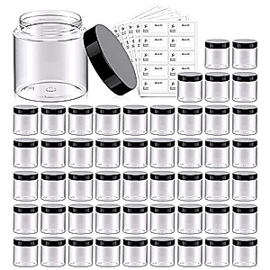 50 Pack 4 OZ Plastic Jars Round Clear Cosmetic Container with Lids, Eternal Moment Slime Jars for Lotion, Cream, Ointments, Makeup, Eye shadow, Rhinestone, Samples, Pot, Travel Storage