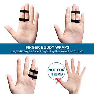 Sumifun Buddy Finger Wraps, Pack of 10 Finger Tapes for Broken, Sprained, Fractured Finger, Finger Straps for Jammed, Swollen, Dislocated Joint (Black)
