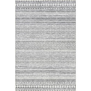 nuLOOM Kira Machine Washable Tribal Geometric Ultra Thin Area Rug, 4x6, Grey