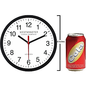 Always Home Westminster Clock Company 8 Inch Quartz Wall Clock (Standard Clock) Ticking/Battery Operated for School Office Classroom