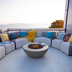 Lunar Bowl Concrete Fire Pit 42" x 42" Outdoor Patio Firepit Includes Lava Rocks Modern Fire Pits & Outdoor Fireplaces for Garden, Deck, Indoor & Outdoor Heating