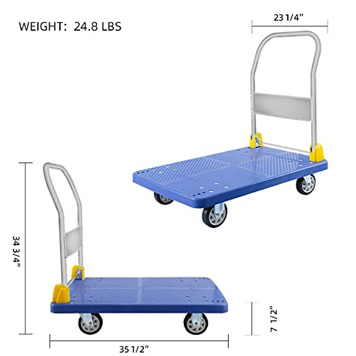 YSSOA Foldable Push Hand Cart, 880 lb Capacity, 880lb Weight Capacity