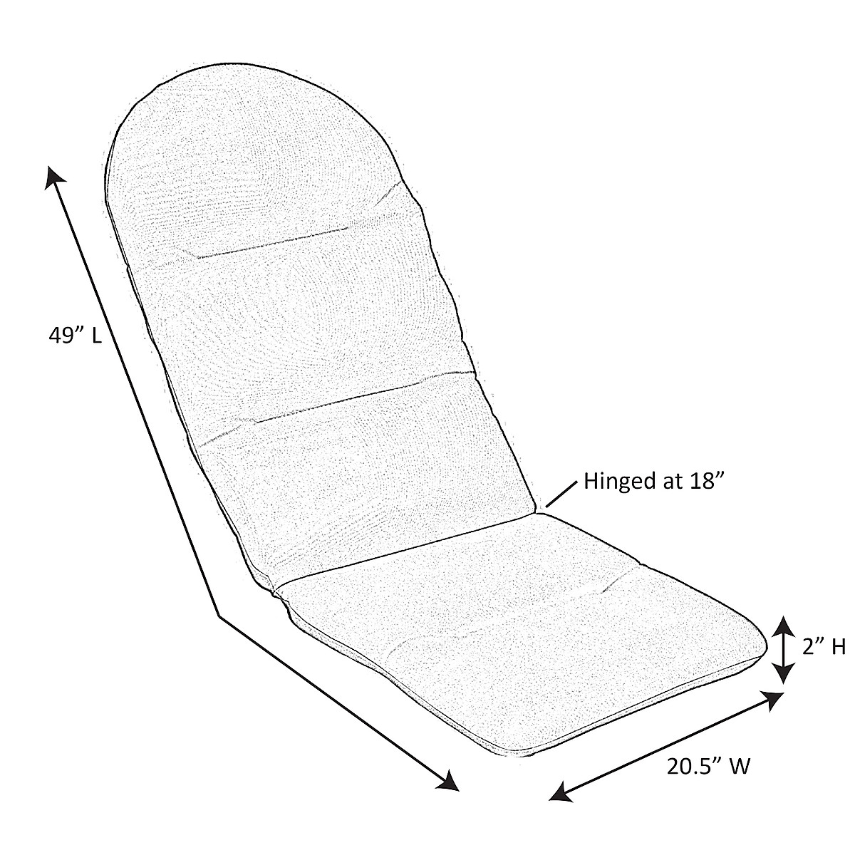 Naturesroom Sunbrella Patio Cushions - 20.5" W x 49" L x 2" T, Outdoor Adirondack Chair Cushion with Comfort, Style & Durability Designed for Outdoor Living - Made in The USA