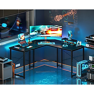 AODK L Shaped Gaming Desk, Computer Corner Desk, PC Gaming Desk Table with Large Monitor Riser Stand for Home Office Sturdy Writing Workstation,51 * 19 inch,Classical Black