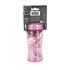 Nuby Thirsty Kids Tritanfree Flow Pop Up Super Slurp Water Bottle, Flamingo, 1 Pack, 12 Oz