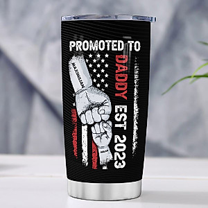 wowcugi Personalized New Dad Gifts For Promoted To Father Tumbler Coffee Travel Mug Expecting Gifts For Men Birthday Husband Cup Gift