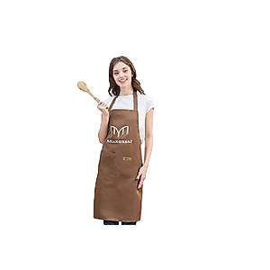 2 Pcs Black and Khaki - Waterproof Apron With Pockets - Chef - Kitchen - Cooking - Shop - Teacher - Butcher - Grilling - Barista - Baking - Teacher - Work - Men - Women - Dad - Mom - Retirement.