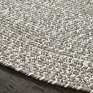 SUPERIOR Reversible Braided Indoor/Outdoor Area Rug, 4' x 6', Slate-White