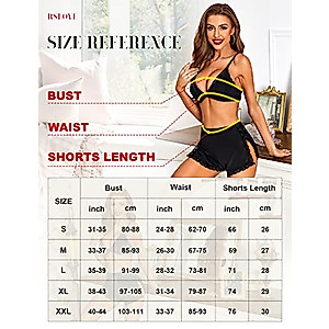 RSLOVE Sexy Pajamas for Women Soft Lingerie Set Lace Trim Sleepwear 2 piece Pjs Shorts Set Black S