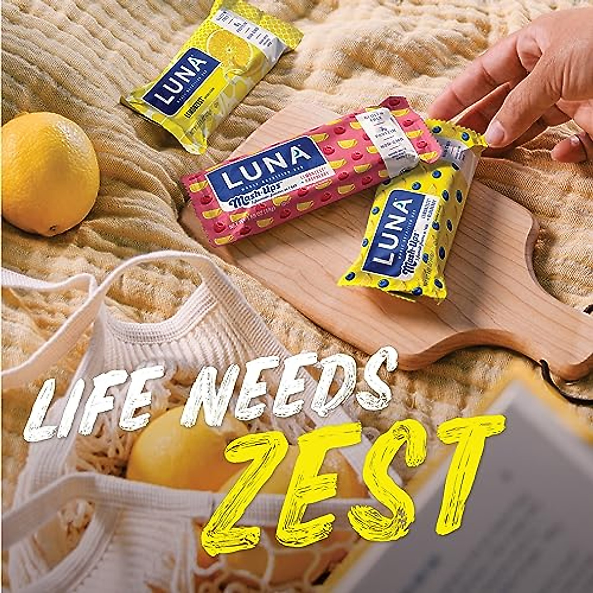 LUNA Bar - LemonZest Flavor - Gluten-Free - Non-GMO - 7-9g Protein - Made with Organic Oats - Low Glycemic - Whole Nutrition Snack Bars - 1.69 oz. (12 Pack)