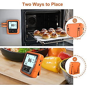 Wireless Meat Thermometer with Probe - BESTCROF Bluetooth Food Thermometer for Grilling and Smoking, Grill Thermometer with Dual Probes, Smart BBQ Thermometer for Cooking Turkey Fish Beef