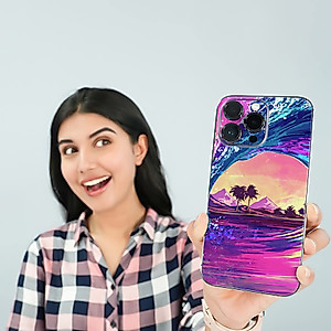 HK Studio Hippie Wave Skin Decal (Not Case) for iPhone 14 Pro Max - No Bubble, Slim, Waterproof - Protecting & Personalizing iPhone's Back, Camera, Frame Pink