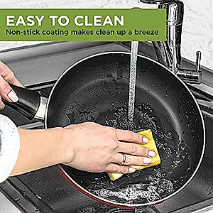 Ecolution Easy Clean Nonstick Cookware Set, Dishwasher Safe Kitchen Pots and Pans Set, Comfort Grip Handle, Even Heating, Ultimate Food Release, 20-Piece, Red