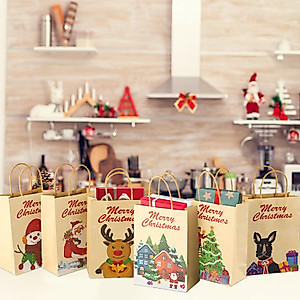 SPERPAND 24 Pack Small Christmas Gift Bags with Tissues, Reusable Treat Bags with Handles and Goodie Bags, Holiday Gift Bags Bulk for Xmas Gifts Decorations