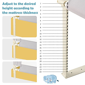 BABY JOY Bed Rail for Toddlers, 57’’ Extra Long, Height Adjustable & Folding Baby Bed Rail Guard w/Breathable Mesh & Double Safety Child Lock for Kids Twin Double Full Size Queen King Mattress (Gray)