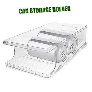 Cabilock Rolling Beverage Storage Box Water Bottle Dispenser Clear Container Clear Container with Lid Clear Soda Can Organizer Bottle Storage Holder Rack Stackable Can Rack Organizer Drinks