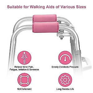 Coldairsoap Pink Walker Hand Grips Cover, 2 Pcs Walker Cushion Hand Grips for Rolling Wheelchair, Elderly Grippers, Rollator Handle