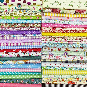 flic-flac 50pcs 8 x 8 inches (20cmx20cm) Cotton Fabric Squares Quilting Sewing Floral Precut Fabric Square Sheets for Craft Patchwork (50pcs 20cm*20cm)